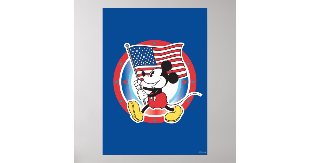 Patriotic Mickey Mouse Flag Design Poster | Zazzle