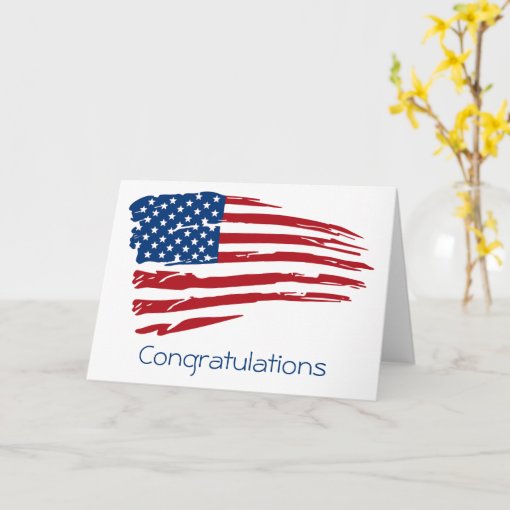 Patriotic Military Congratulations American Flag Card | Zazzle