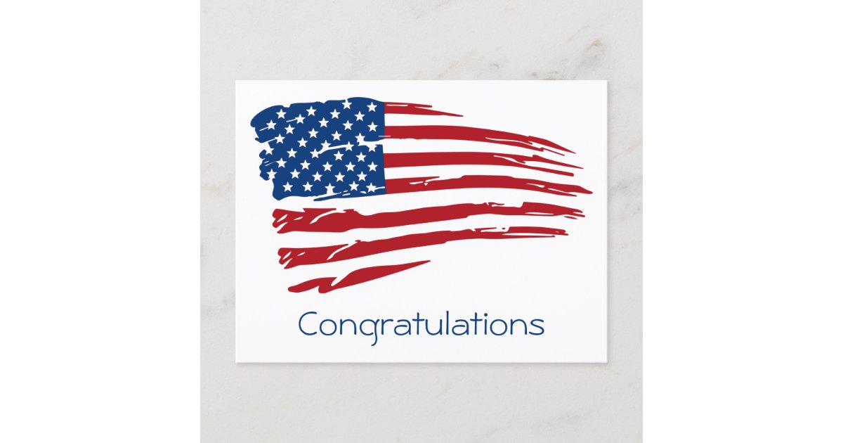 Patriotic Military Congratulations American Flag Postcard | Zazzle