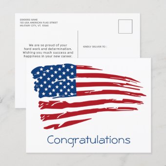 Patriotic Military Congratulations American Flag Postcard | Zazzle