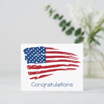 Patriotic Military Congratulations American Flag Postcard | Zazzle
