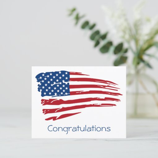 Patriotic Military Congratulations American Flag Postcard | Zazzle