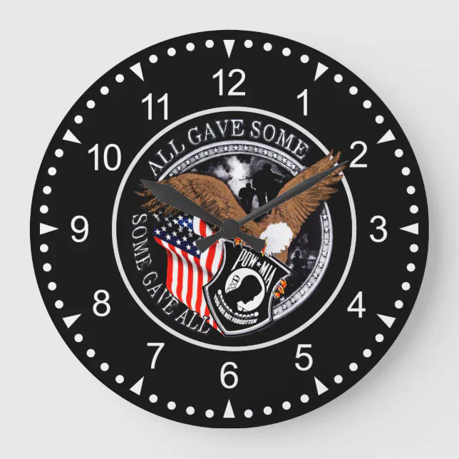 Patriotic Military Eagle POW-MIA Large Clock | Zazzle