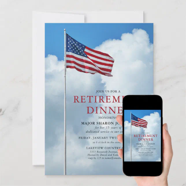 Patriotic Military Flag Retirement Invitation | Zazzle