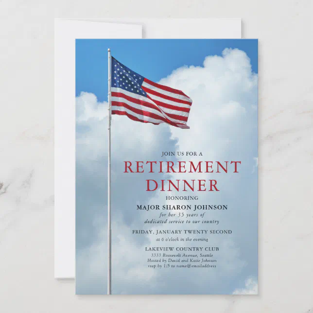 Patriotic Military Flag Retirement Invitation | Zazzle