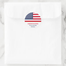 Patriotic Military Graduation Army American Flag Classic Round Sticker ...