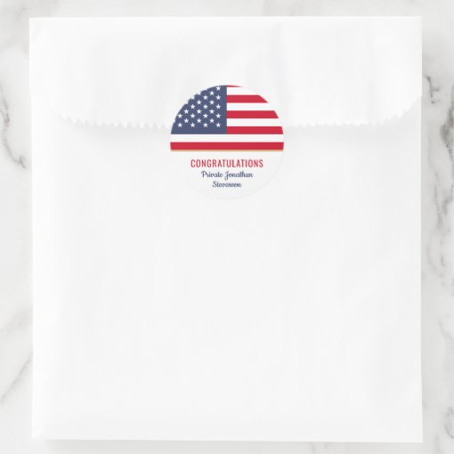 Patriotic Military Graduation Army American Flag Classic Round Sticker ...