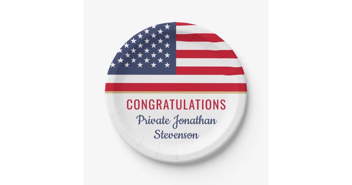 Patriotic Military Graduation Army American Flag Paper Plates | Zazzle