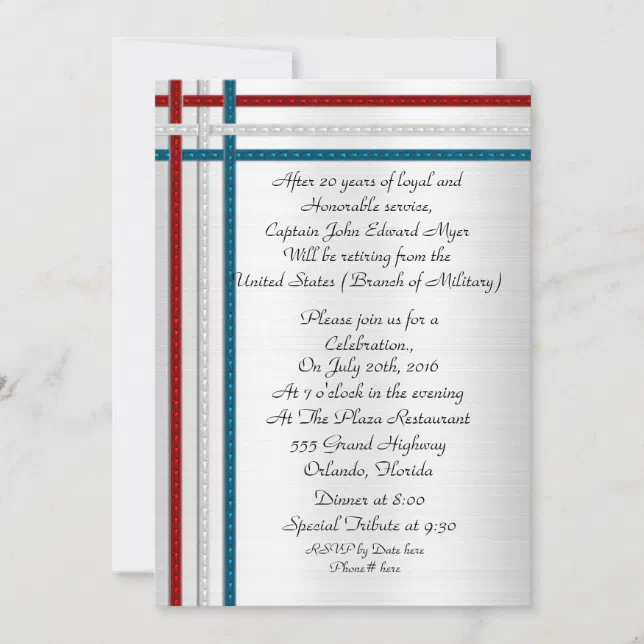Patriotic military retirement party Invitation | Zazzle