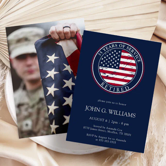 Patriotic Military Service Retirement Invitation | Zazzle