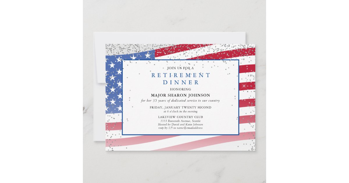 Patriotic Military U.S Flag Retirement Invitation | Zazzle