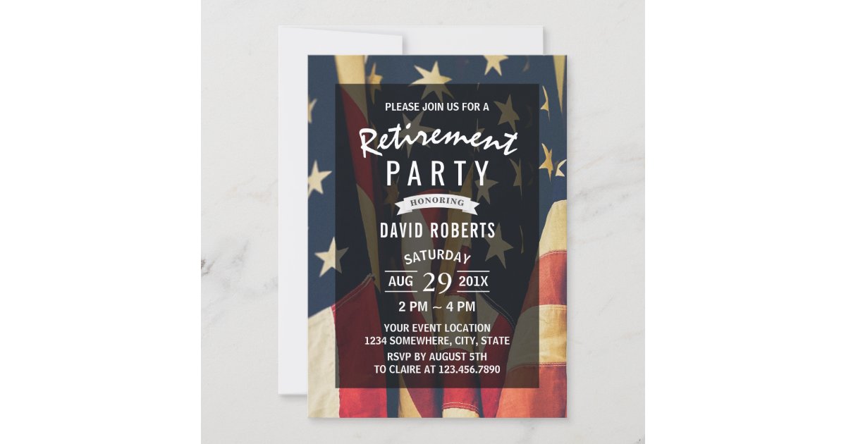 Patriotic Military Veteran Retirement Party Invitation | Zazzle