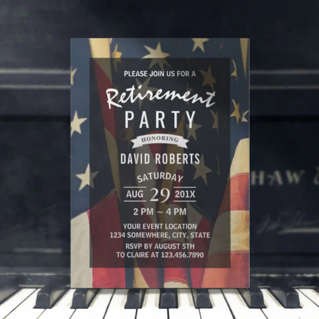Patriotic Military Veteran Retirement Party Invitation | Zazzle