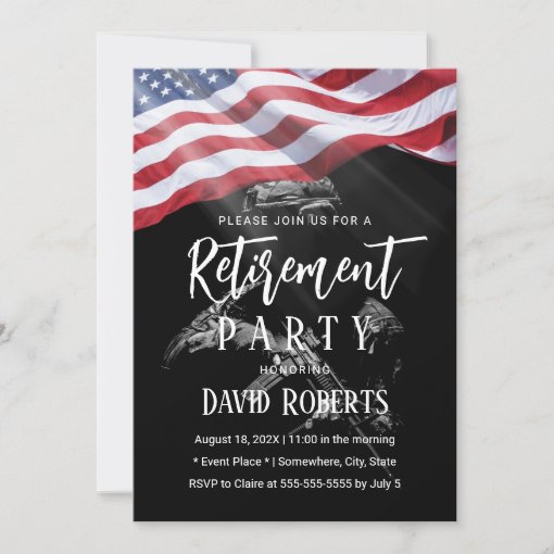 Patriotic Military Veteran USA Army Retirement Invitation | Zazzle