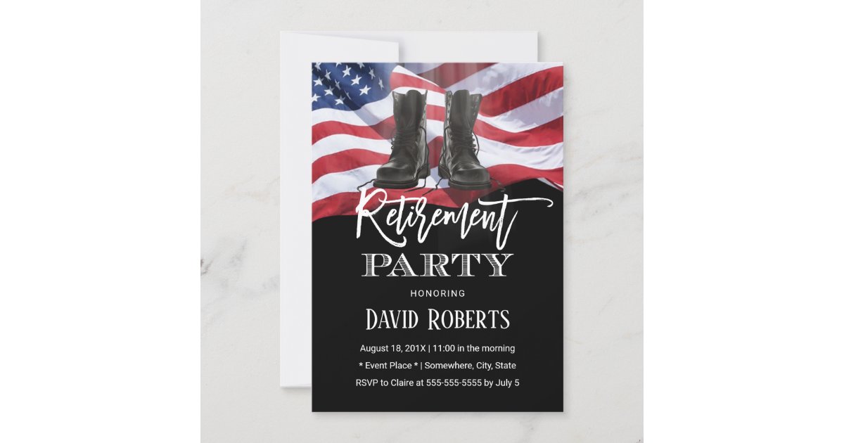 Patriotic Military Veteran USA Flag Retirement Invitation | Zazzle