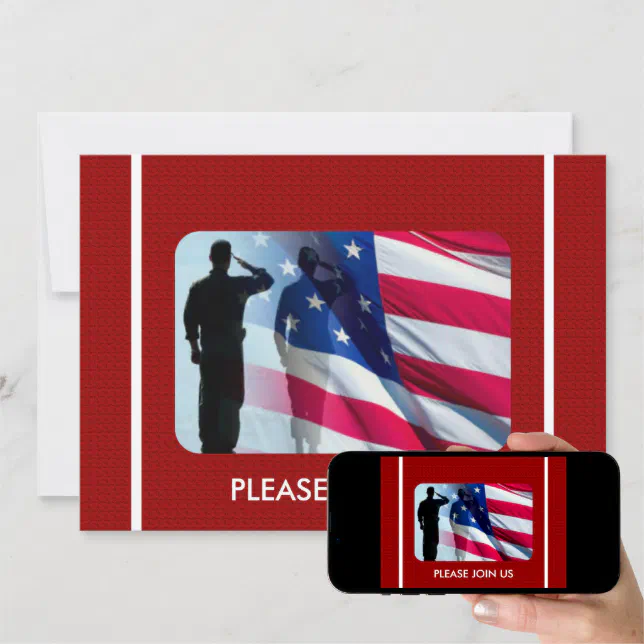 Patriotic Military Veterans Custom Invitation | Zazzle