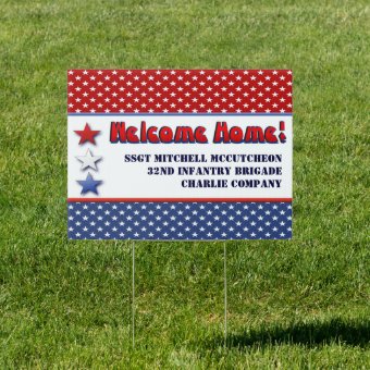 Patriotic Military Welcome Home Personalized Sign | Zazzle