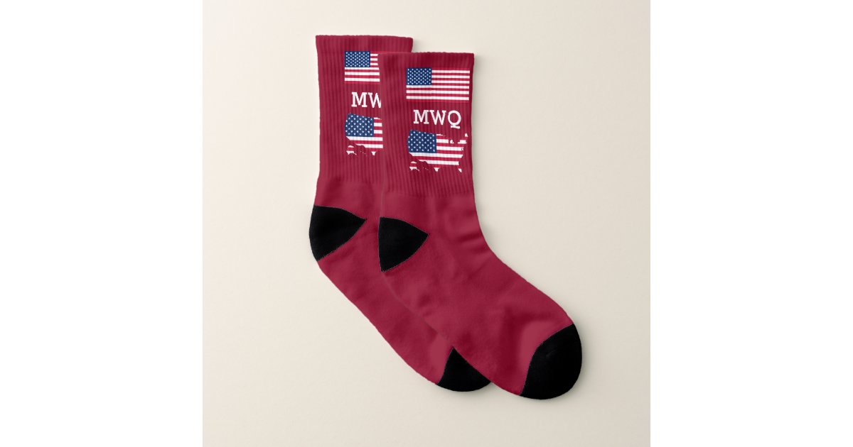 Patriotic | Monogrammed | Flag of USA Red Socks | Zazzle