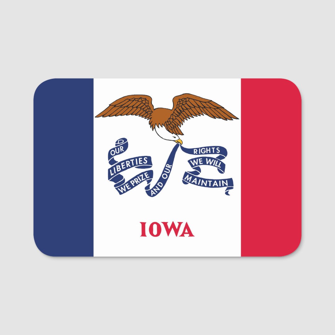 Patriotic name tag with flag of Iowa, USA | Zazzle