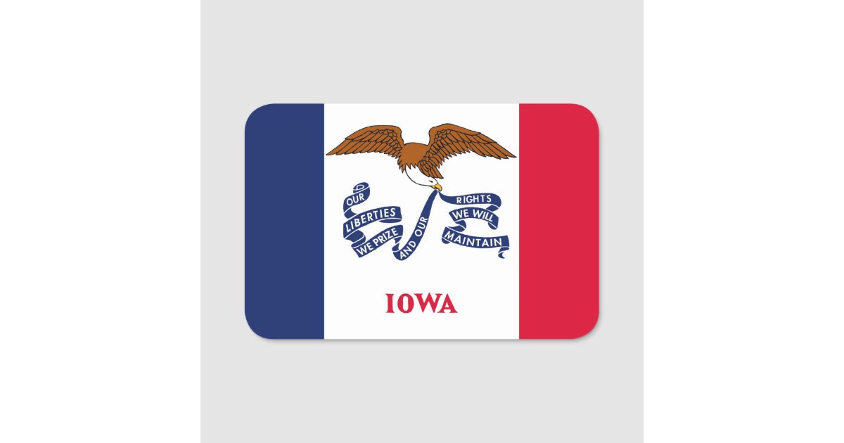 Patriotic name tag with flag of Iowa, USA | Zazzle