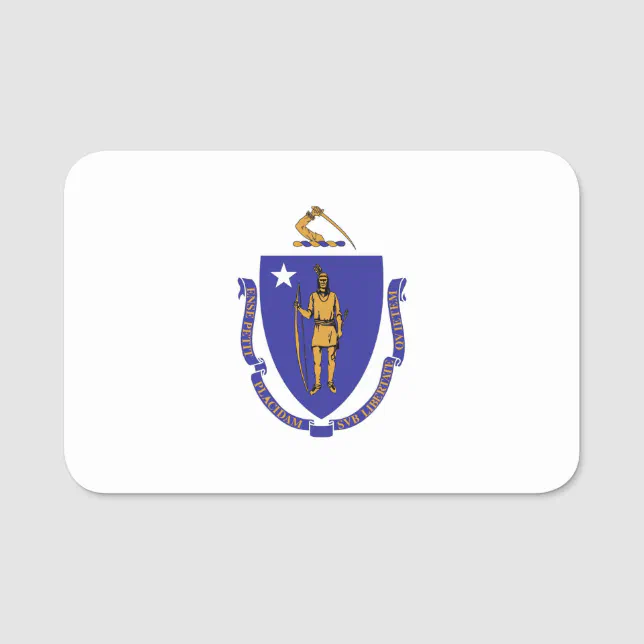 Patriotic name tag with flag of Massachusetts | Zazzle