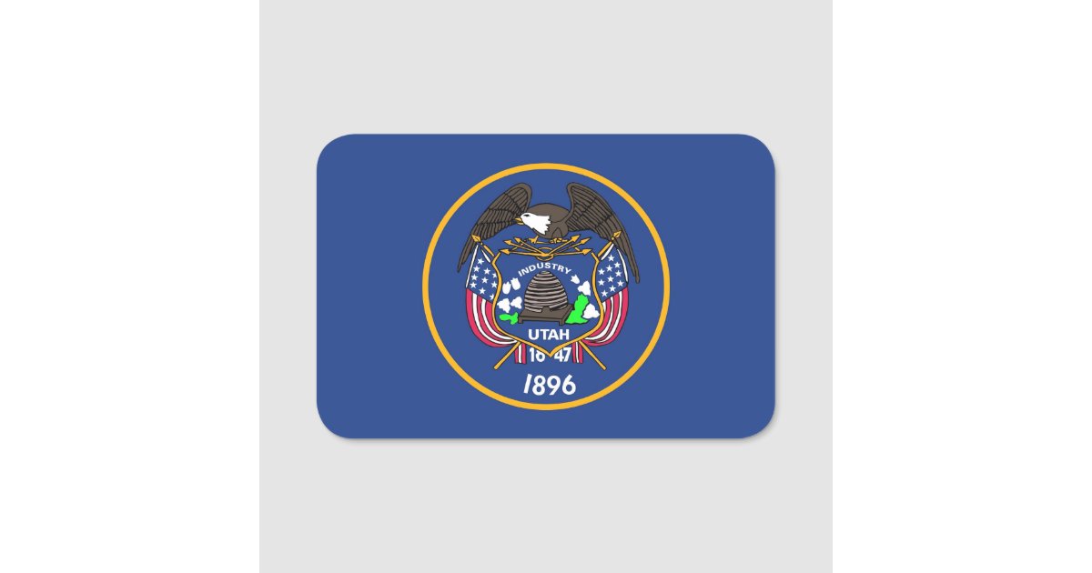 Patriotic name tag with flag of Utah | Zazzle