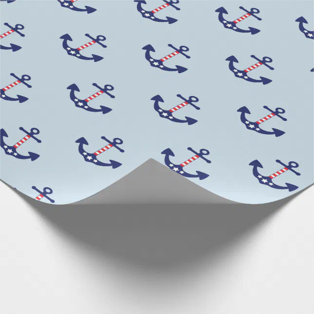 Patriotic Nautical Anchor Pattern Wrapping Paper | Zazzle
