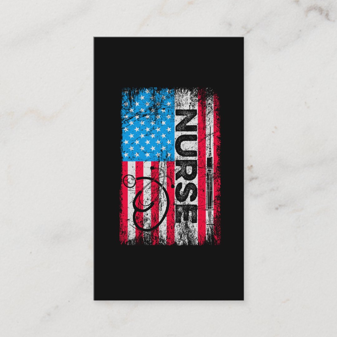 Patriotic Nurse American Flag Stethoscope Nursing Business Card | Zazzle