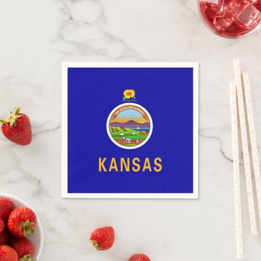 Patriotic paper napkins with flag of Kansas | Zazzle