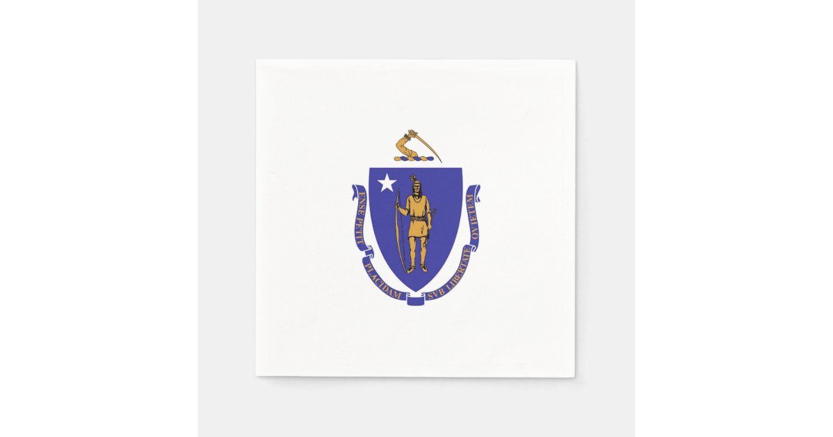 Patriotic paper napkins with flag of Massachusetts | Zazzle