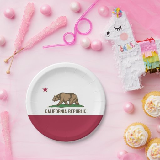 Patriotic paper plate with flag of California | Zazzle