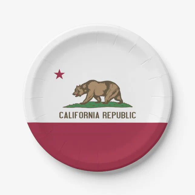 Patriotic paper plate with flag of California | Zazzle