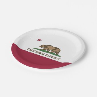 Patriotic paper plate with flag of California | Zazzle