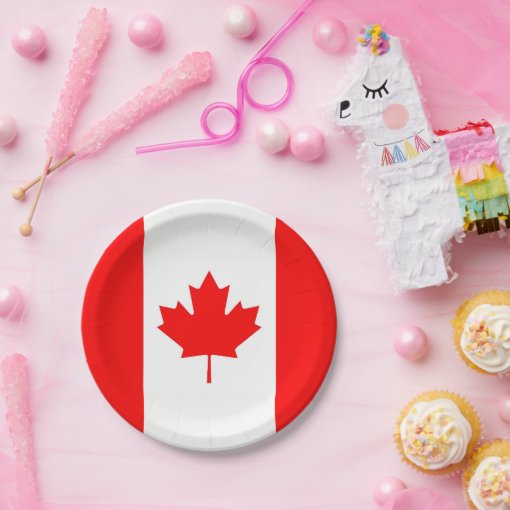 Patriotic paper plate with flag of Canada | Zazzle
