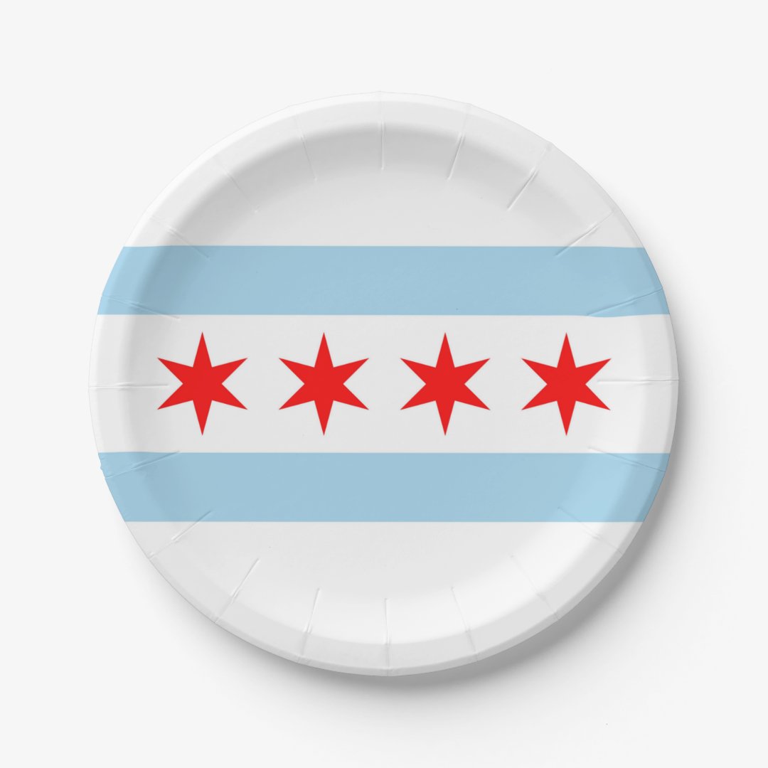 Patriotic paper plate with flag of Chicago | Zazzle
