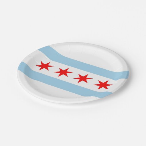 Patriotic paper plate with flag of Chicago | Zazzle