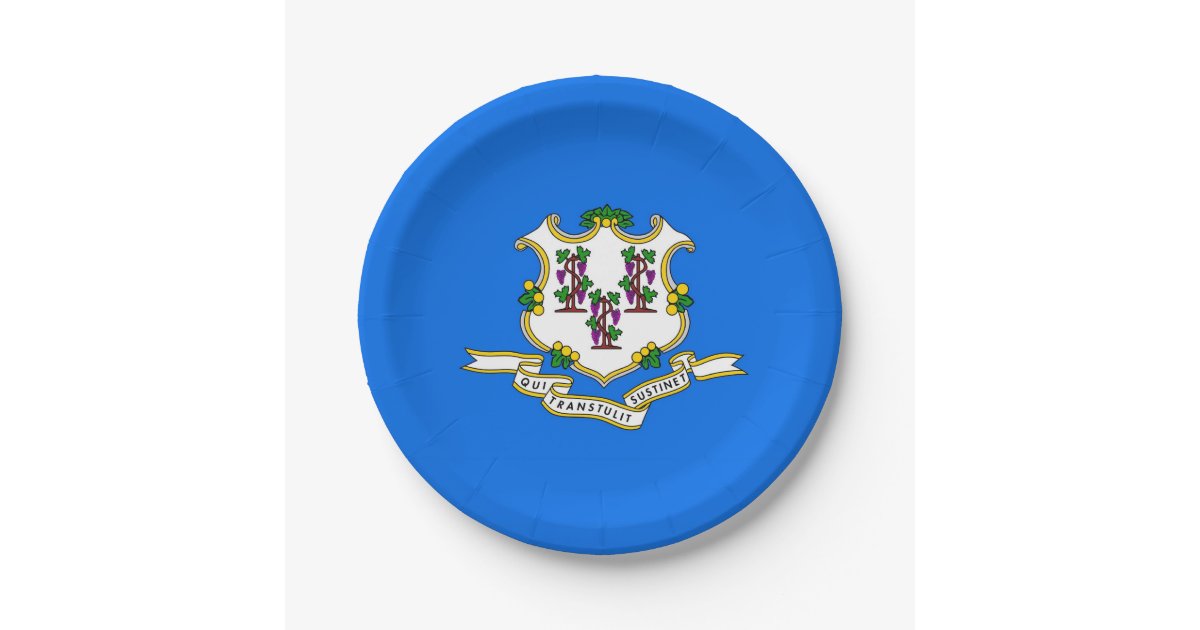 Patriotic paper plate with flag of Connecticut | Zazzle