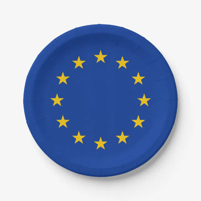 Patriotic paper plate with flag of European Union | Zazzle