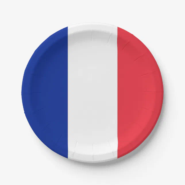 Patriotic paper plate with flag of France | Zazzle