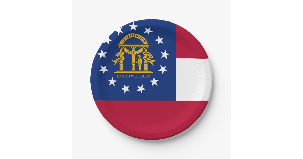 Patriotic paper plate with flag of Georgia | Zazzle