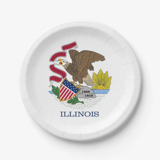 Patriotic paper plate with flag of Illinois | Zazzle