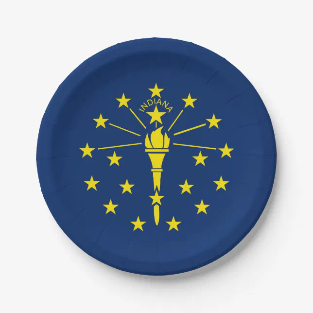 Patriotic paper plate with flag of Indiana | Zazzle