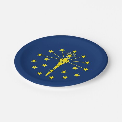 Patriotic paper plate with flag of Indiana | Zazzle