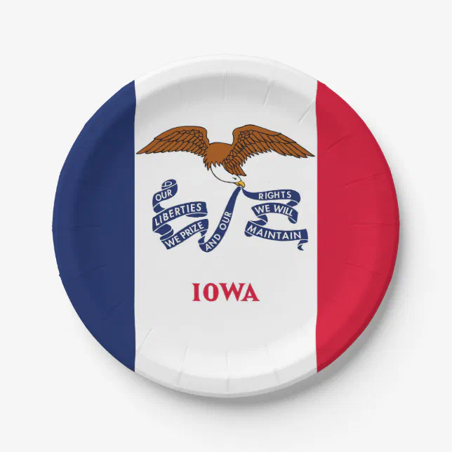 Patriotic paper plate with flag of Iowa | Zazzle