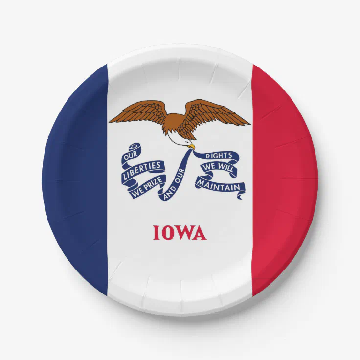Patriotic paper plate with flag of Iowa | Zazzle