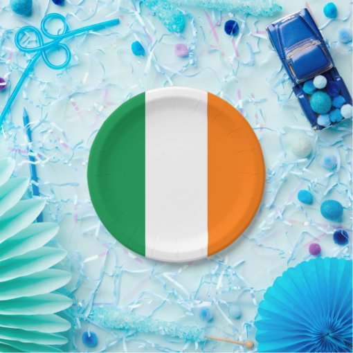 Patriotic paper plate with flag of Ireland | Zazzle