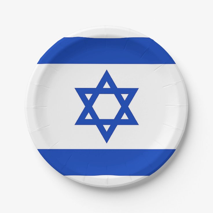 Patriotic paper plate with flag of Israel | Zazzle