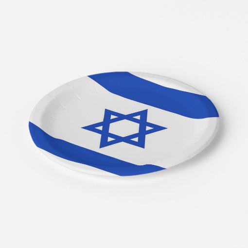 Patriotic paper plate with flag of Israel | Zazzle