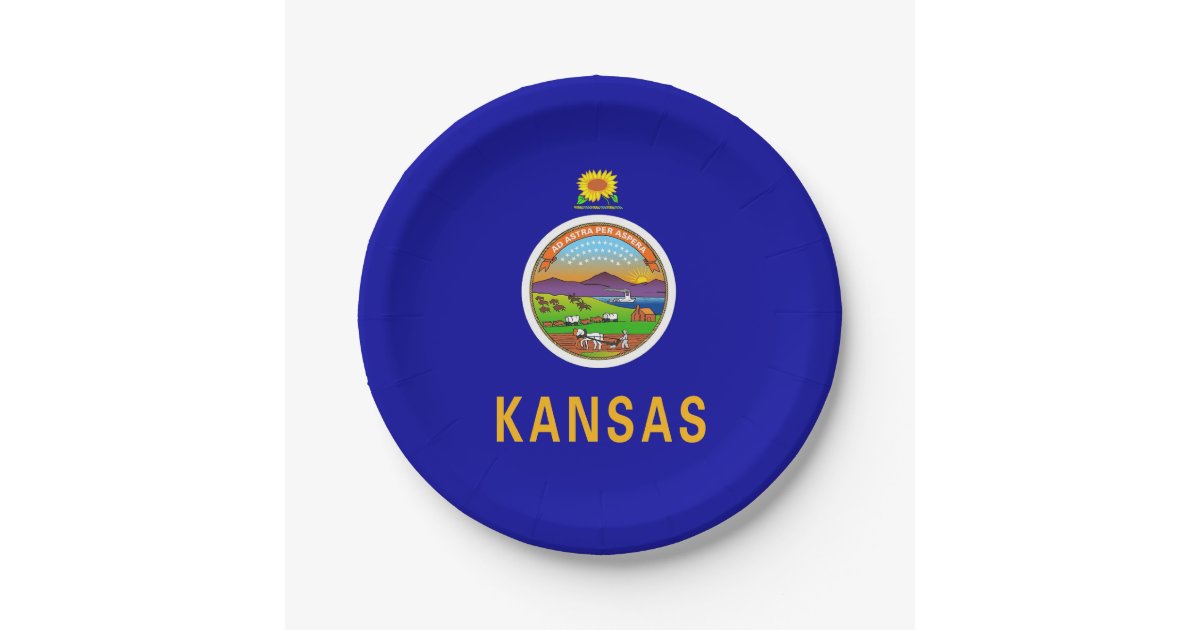 Patriotic paper plate with flag of Kansas | Zazzle