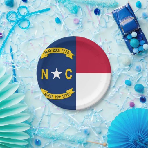 Patriotic paper plate with flag of North Carolina | Zazzle